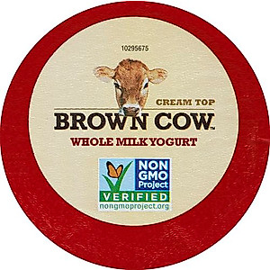Brown Cow Cream Top Strawberry on the Bottom Whole Milk Yogurt, 5.3 oz. Cup- Creamy, Delicious Yogurt