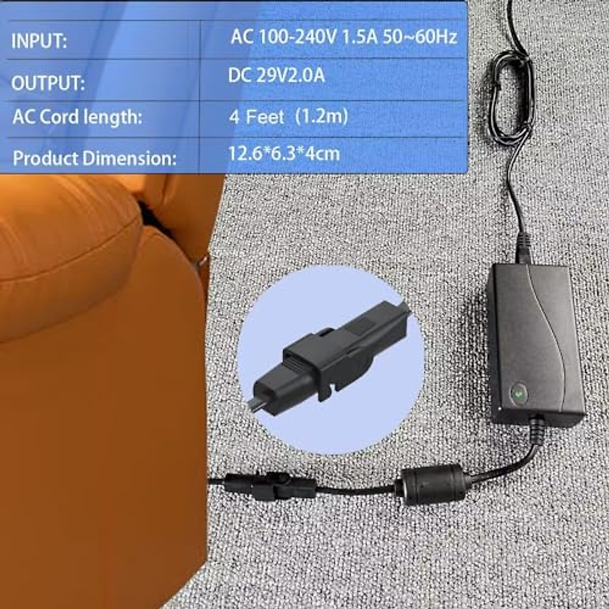 Recliner Power Supply,YHWSHINE Power Recliner or Lift Chair29V2A AC/DC Adapter Switching Power Supply Transformer for Lift Chair or Power Recliner with 4 Feet AC cable.