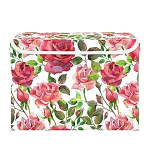 xigua Rose Storage Bin with Lids Larger Collapsible Decorative Cube Storage Bins with Handles Divider for Bedroom Closet Living Room