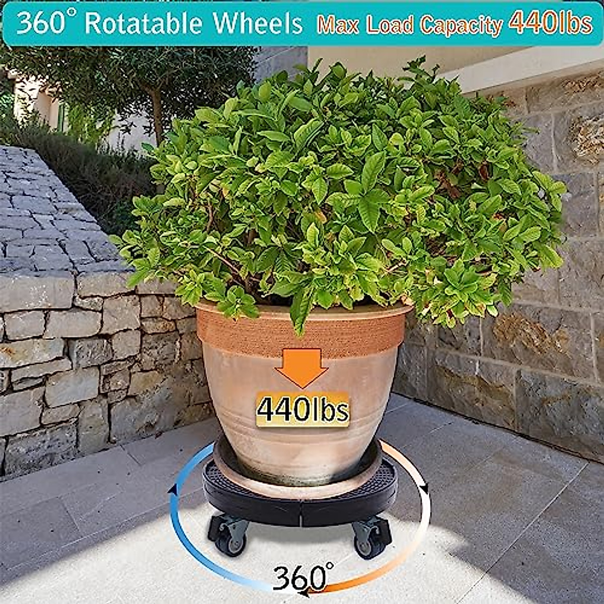 Plant Caddy with Wheels Heavy Duty,15-21inch Adjustable Rolling Black Round Plant Stand with Casters,Large Plant Dolly Cart for Indoor Outdoor Planter,Flowerpots,Plant Pots,Trash Can,Umbrella Base
