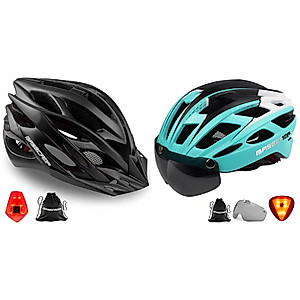 Basecamp Bike Helmet Men Women B10 (Black) + B19 (Light Blue)