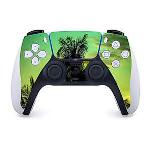 ITS A SKIN Skins Compatible with Sony Playstation 5 Console Disc Edition - Protective Decal Overlay stickers wrap cover - Sunset Palm Trees Ocean