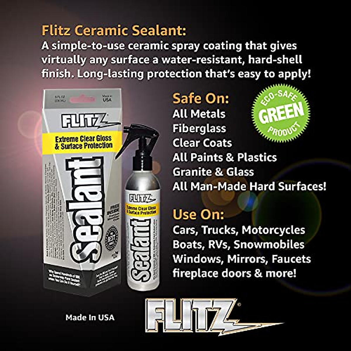 Flitz Ceramic Spray Sealant and Paint Protectant: Shine, Protect + Seal Clear Coat, Plastic,1 Application Lasts up to 12 Months, Made in USA