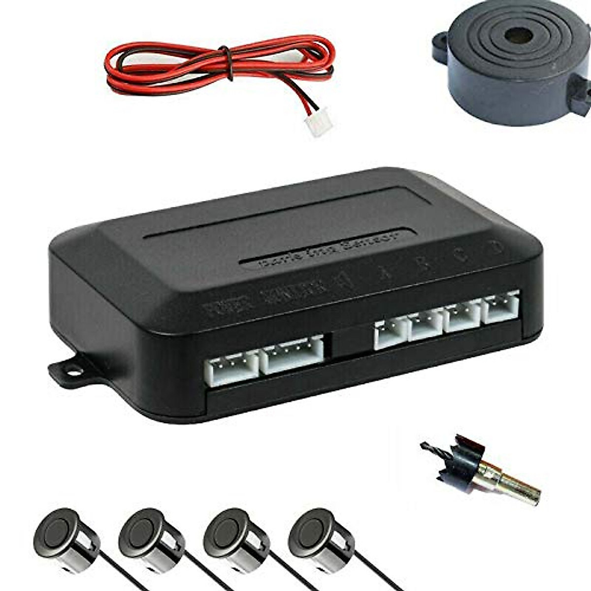 TOTMOX Car Auto Vehicle Reverse Backup Radar System, Reversing Radar Detector 4 Reversing Parking Sensors Beep Alarm