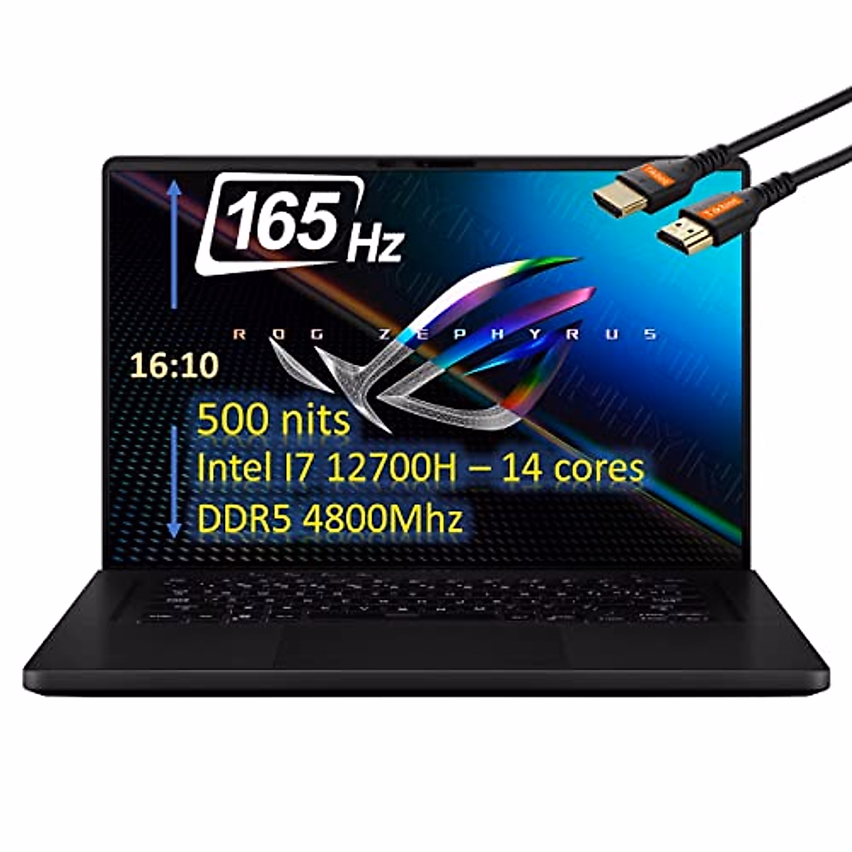 2022 Asus ROG Zephyrus 16'' FHD 165Hz Gaming Laptop-Intel Core i7-12700H (Beat i9-11900H), NVIDIA GeForce RTX 3060 (TGP 120W) - with HDMI (16GB DDR5 RAM
