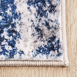 Area Rug Living Room Rugs: 5x7 Large Soft Indoor Carpet Modern Abstract Decor Rug with Non Slip Rubber Backing for Under Dining Table Nursery Home Office Bedroom Blue