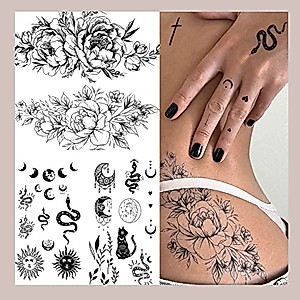 Realistic Temporary Tattoo | 250 Mix & Match Minimalistic set | fake tattoos | temporary tattoos for women Men | temporary tattoos adult | Waterproof and Long Lasting