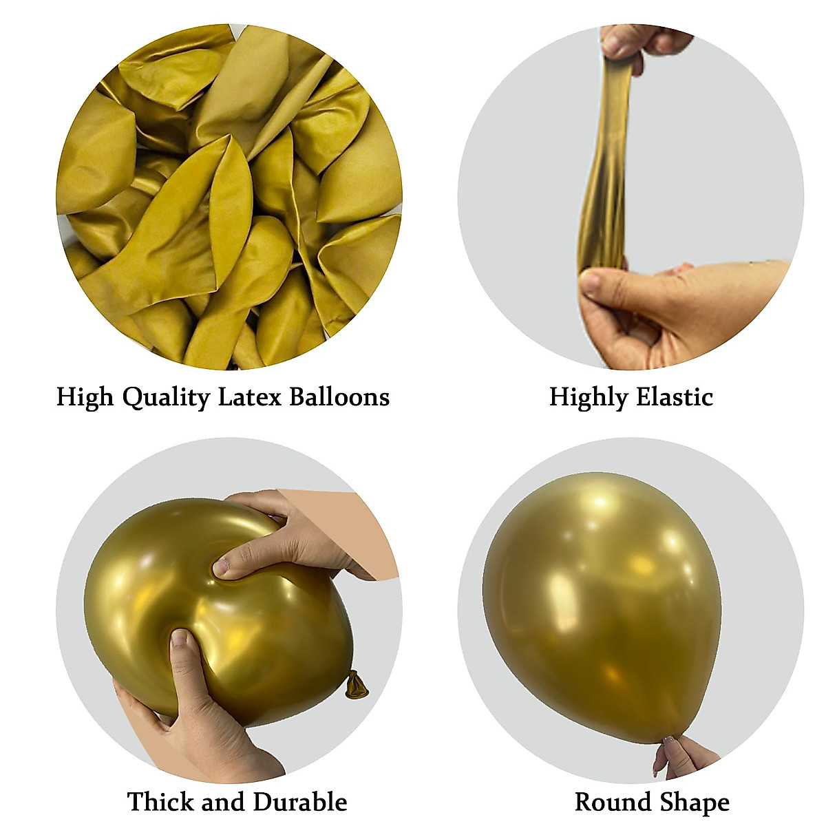 129 pcs Metallic Gold Balloons Latex Balloons Garland Kit Different Sizes 18 12 10 5 Inch for Happy New Year Birthday Party, Graduation,Wedding, Holiday Decoration and Anniversary