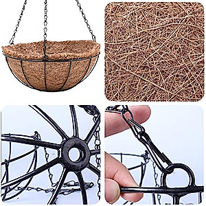 LUCCK Hanging Planters Basket Set of 3 Hanging Flower Pots 10 Inch Chain Round Wire Plant Holder with Coco Coir Liner Garden Watering Hanging Baskets for Patio Garden Outdoor