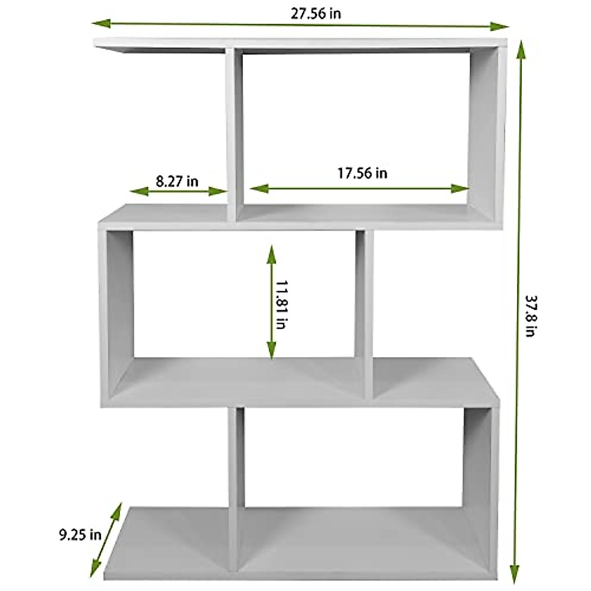 Etnicart - Wooden Bookcase, Shelf Room Divider, 28(W)x9(D)×38(H) in Display, White, Freestanding Decorative Storage Shelving, Modern Office living room Contemporary 3 tier bookshelf 3 shelf bookcase