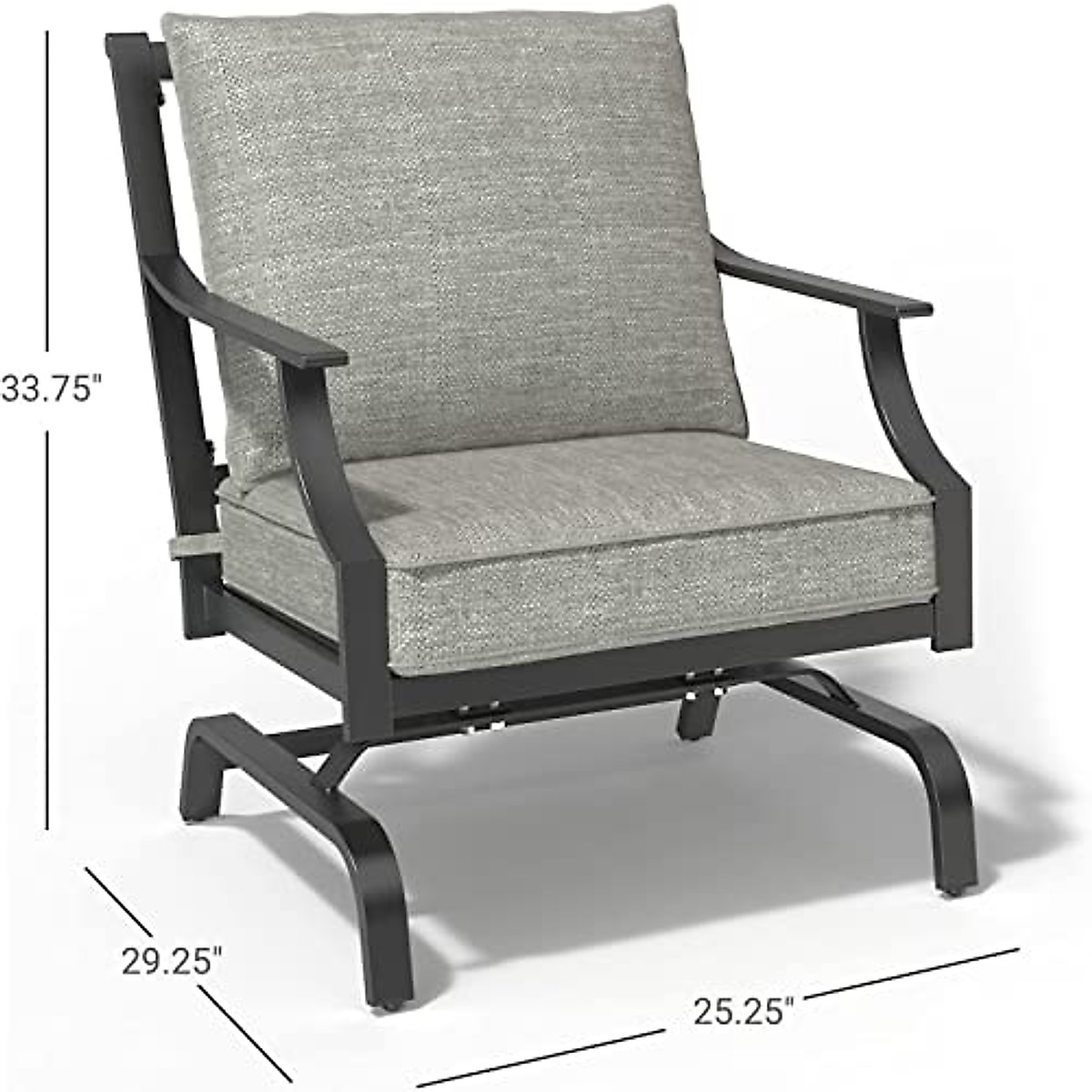 Grand patio 2 PCS Patio Furniture Sets Patio Chair Set Metal K/D Chat Set with Grey Cushions,Matched with Different Types of Tables