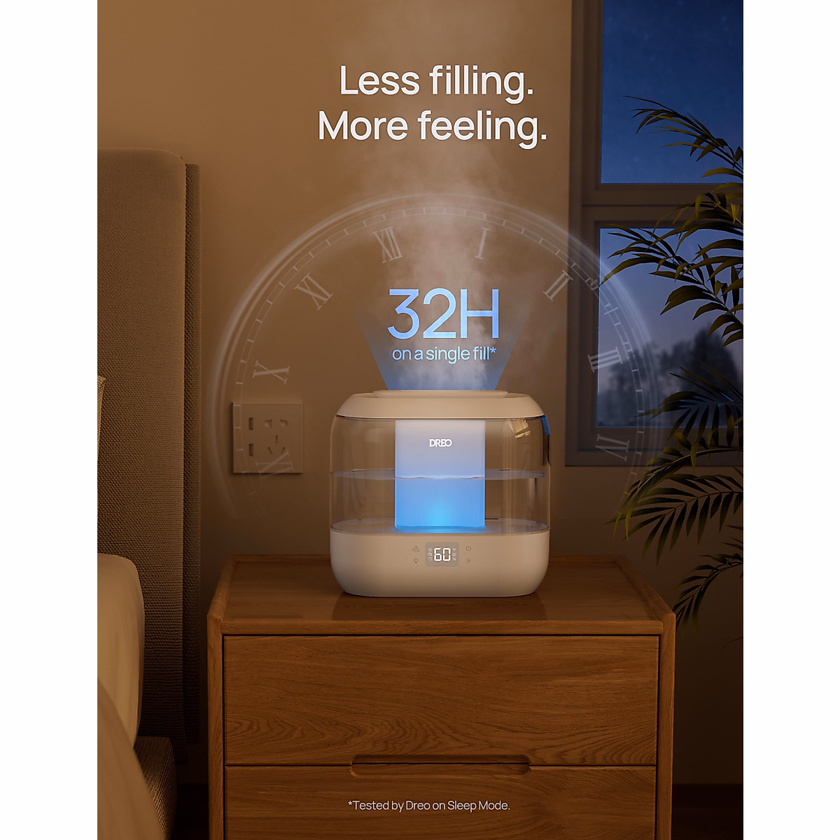 Dreo Smart Humidifier, Cool Mist Humidifiers for Bedroom, Quiet 4L Top Fill Ultrasonic Humidifiers for Home Office Plant & Baby with Nightlight, LED Display, 32H Runtime, APP/Voice Control, HM311S