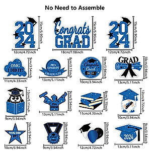 Tifeson Graduation Decorations 2024 Blue - 36 PCS Graduation Party Supplies, Congrats Grad Hanging Swirls Decorations, High School College Graduation Party Decorations Class of 2024 Decor