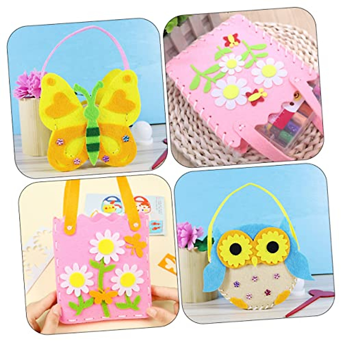 TOYANDONA 5 Sets DIY Handbag Kids Purse Kids Suit Case Candy Kit Sewing Crafts Beginners My First Sewing Kit My First Sewing Bag Cartoon Handbag. Delicate Handbag Portable Bag Storage Bag