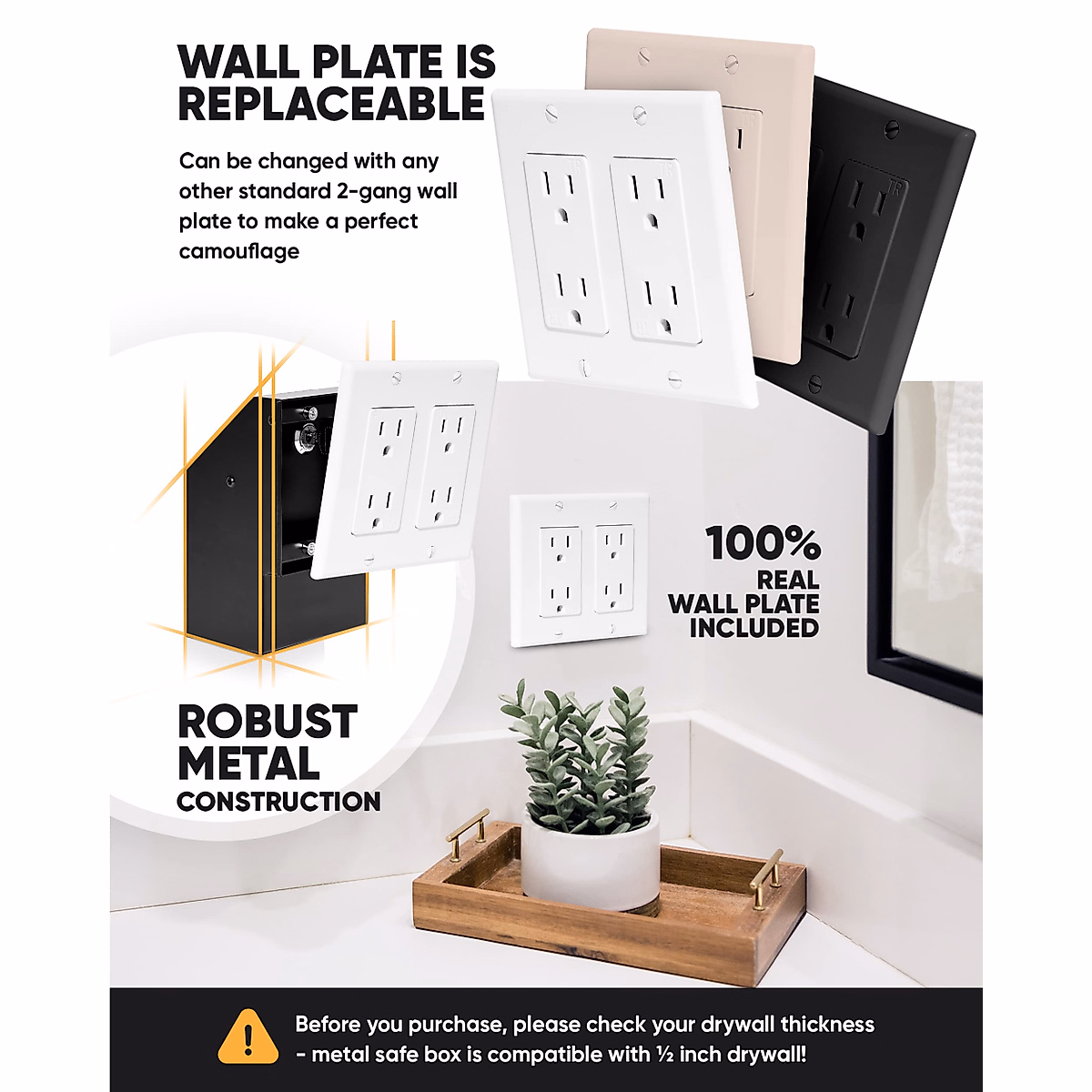 Elder Welder® Wall Outlet Hidden Safe with Key Lock | The Sneaky Way to Trick Thieves | Easy to Install | 100% Real Wall Plate | Wall Hidden Safe for Money | Elevated Choice Over Book Safe or Can Safe