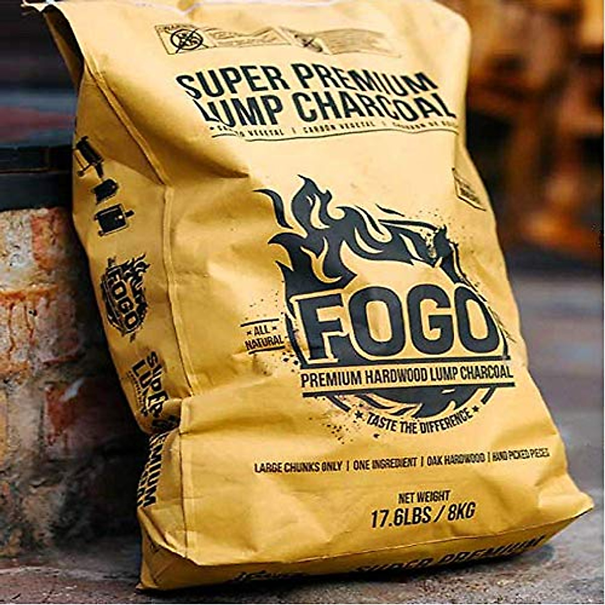 FOGO Super Premium Oak Restaurant Quality All-Natural Large Sized Hardwood Lump Charcoal for Grilling and Smoking, 17.6 Pound Bag