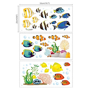 DECOWALL DWL-1811N Coral Reef Fish Kids Wall Stickers Wall Decals Peel and Stick Removable Wall Stickers for Kids Nursery Bedroom Living Room décor