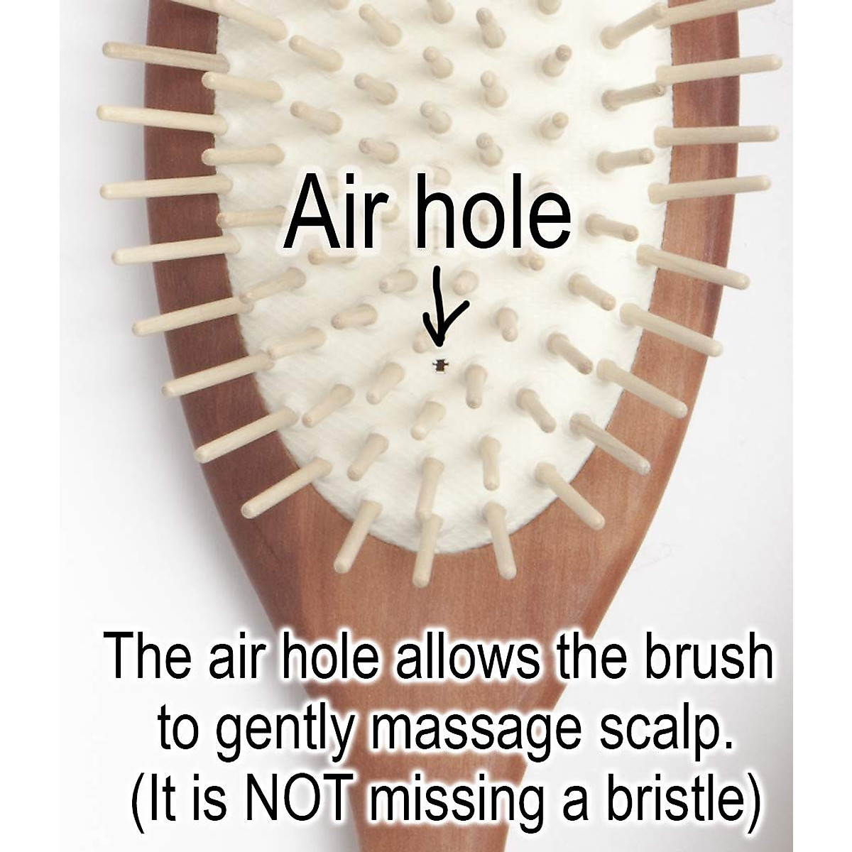 Desert Breeze Natural Wood Bristle Hair Brush, Gentle Scalp Massage, Pear Wood Handle, Made in Germany, For All Hair Types, Rounded Wooden Pins, Anti-Static