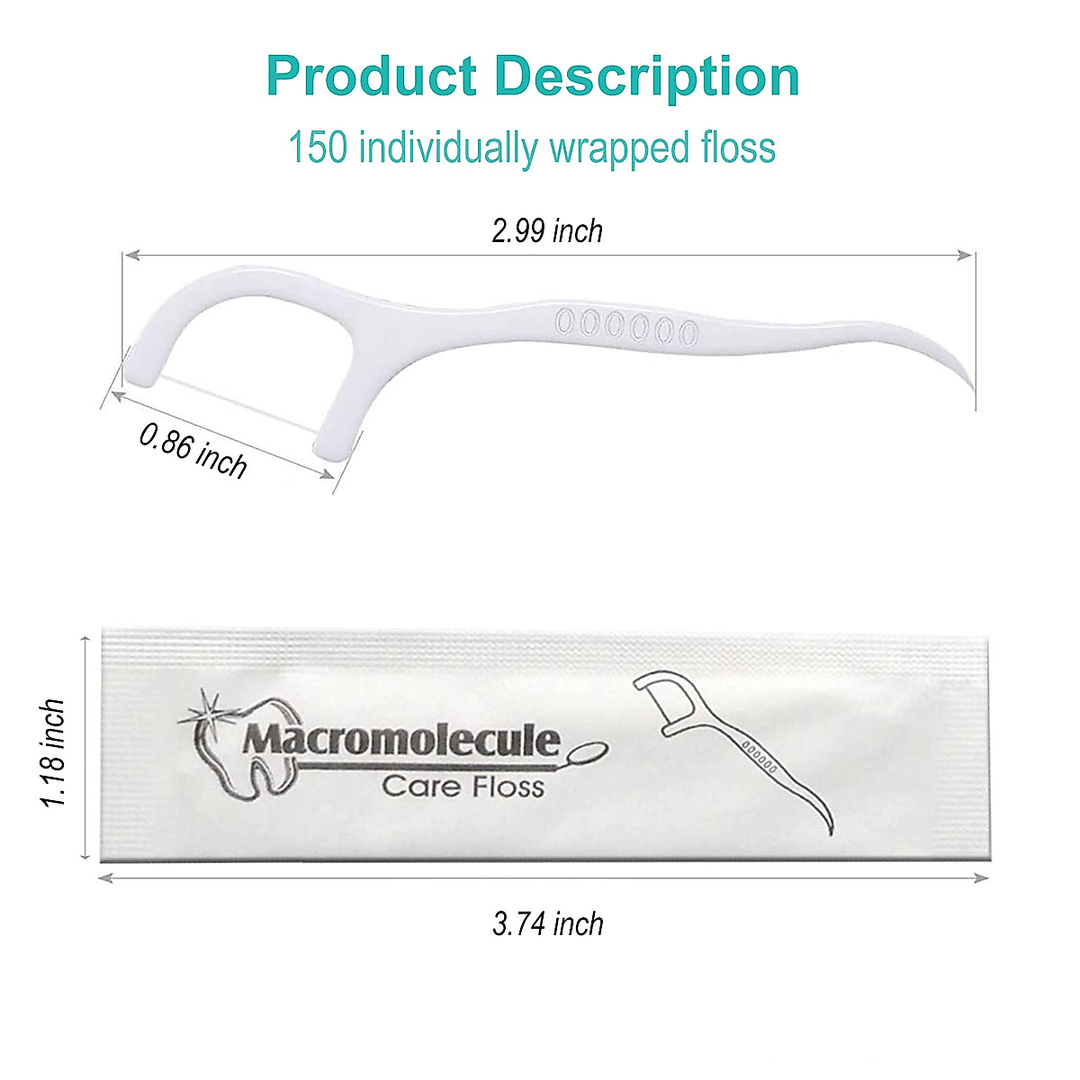 Dental Flossers Individually Wrapped, Dental Flossers, Floss Single Bag, Travel Dental Floss, Unflavored Floss Picks, Floss Sticks, Tooth Floss, Dental Picks Disposable 150 Count