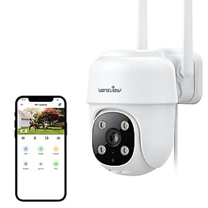 Wansview 2K Security Cameras Wireless Outdoor-2.4G WiFi Home Security Cameras via Remote Control with Phone APP for 360º View, Color Night Vision, 24/7 SD Card Storage, Works with Alexa/Google Home