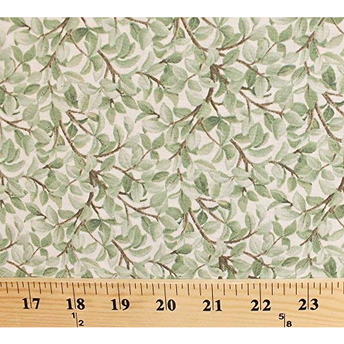 Cotton Beautiful Birds Green Leaves Branches Vines Tree Cream Cotton Fabric Print by The Yard (4311-cream)