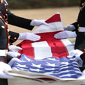 Anley Memorial Flag American US Flag 5x9.5 Foot Heavy Duty Cotton For Veteran - Embroidered Stars and Sewn Stripes - 4 Rows of Lock Stitching - USA Burial Casket Flags with Brass Grommets 5 X 9.5 Ft