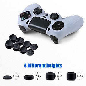 Silicone Covers Compatible with PS4 Controller - 2 Pack Anti-Slip Protector Controller Case Skins - with 4 Pairs Thumb Grips - Black & White