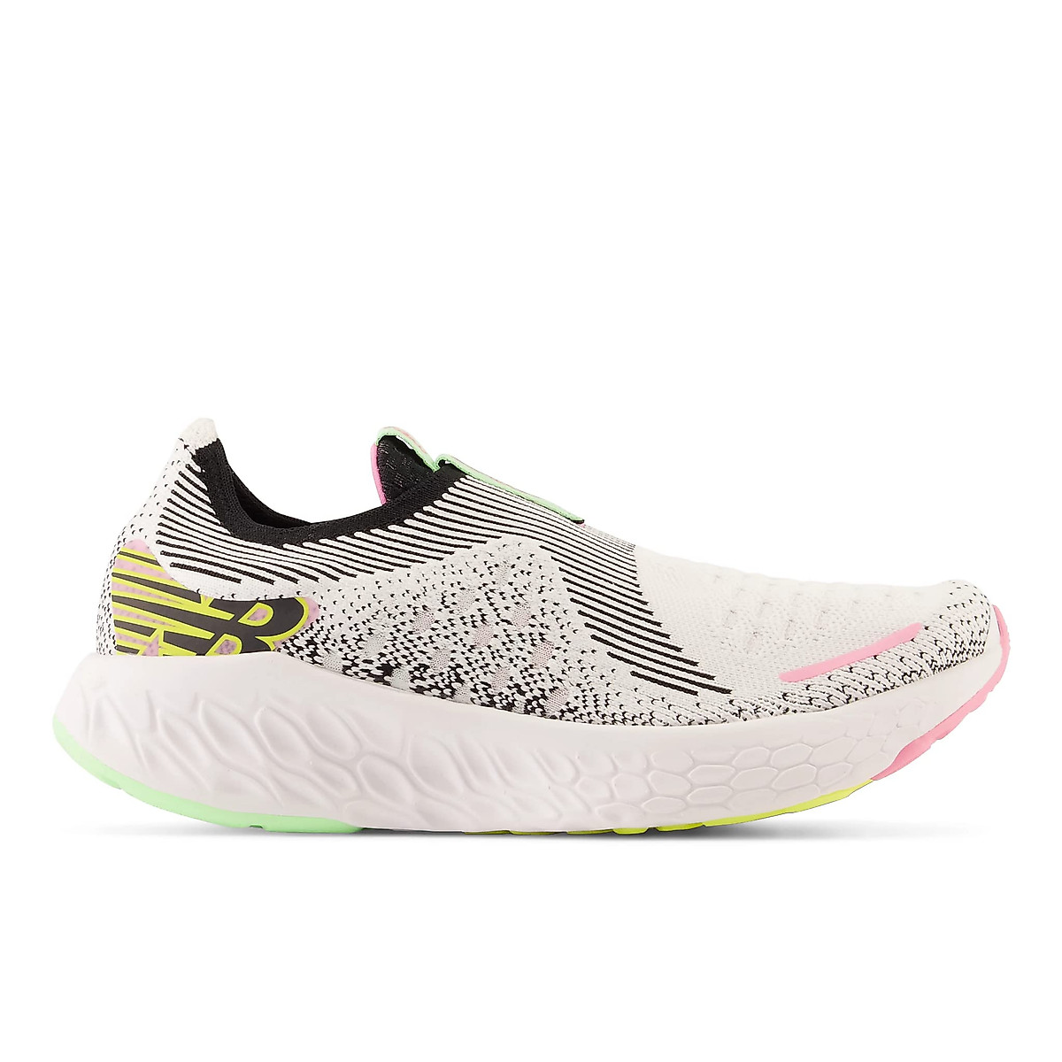 New Balance Women's Fresh Foam X 1080 Unlaced, White/Black/Vibrant Green/Bubblegum, 7.5