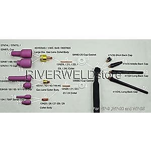RIVERWELD TIG Back Caps Long Medium Short 41V24 41V35 41V33 Fit SR PDA DB WP 9 20 25 TIG Welding Torch 10pcs