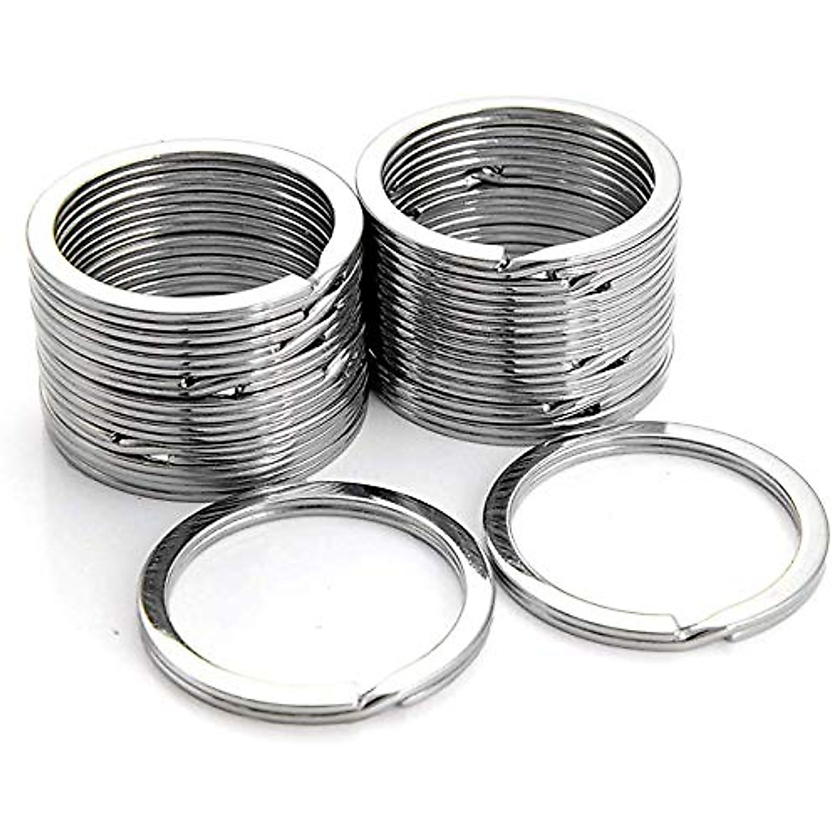 KINGFOREST 100PCS Flat Key Rings 1 Inch, Metal Keychain Rings Split Keyrings Flat Ring for Home Car Office Keys Attachment