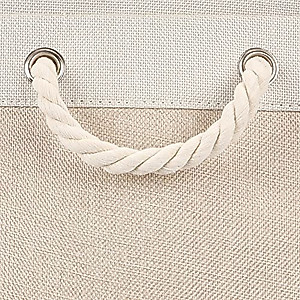 Bidtakay Beige Storage Basket Large Fabric Cloth Baskets [2-Pack] Tall Rectangular Shelf Baskets 16X11.8X11.8 in Canvas Collapsible Storage Bins with Handles for Organizing Living Room(White&Beige)