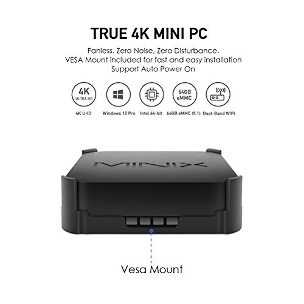 MINIX Z83-4 MAX 4GB/128GB Fanless Mini PC, Intel Cherry Trail Windows 10 Pro [Dual-Band Wi-Fi/Gigabit Ethernet/Dual Output/4K/BT/Auto Power On]. Sold Directly