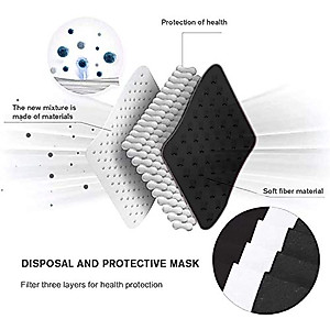 SHOOTUP 100 Pack 3 Ply Black Disposable Face Masks, Adult Women Men 3 Layers Breathable Masks, Dust-proof