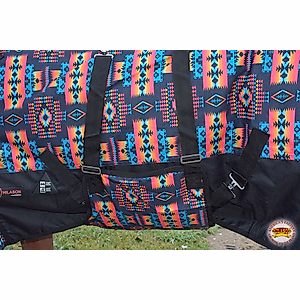 Black Aztec 84 in HILASON 600D Winter Waterproof Poly Horse Blanket Belly Wrap | Horse Blanket | Horse