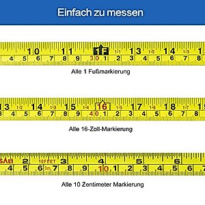 SALI Tape Measure Metric with Fractions Measuring Easy Read Millimeter Telescoping Tape Retractable Engineer Scale Tape Measure Metric and Inches （25Ft/7.5m*25mm）