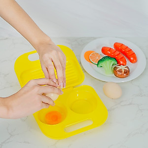 JANKOW Egg poacher, Microwave in Minutes, BPA Free for Quick and Healthy Breakfast, Microwave Egg Cooker, Microwave Maker for 2 Eggs, Dishwasher safe(yellow)