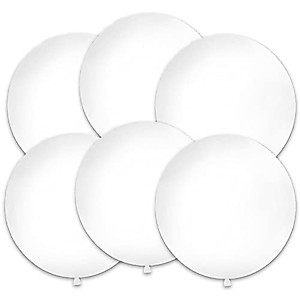 36 Inch Giant Balloons White Balloons(Premium Helium Quality), 6 Pack 36'' Large Latex Balloons for Photo Shoot/Birthday/Wedding Party/Festivals/Event Decorations …
