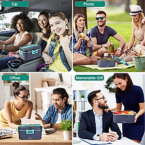 Lemasa Electric Lunch Box Food Heater 75W,1.8L Larger Heated Lunch Boxes for Adults,12V/24V/110V Portable Lunch Warmer for Car/Truck/Work with Leakpro