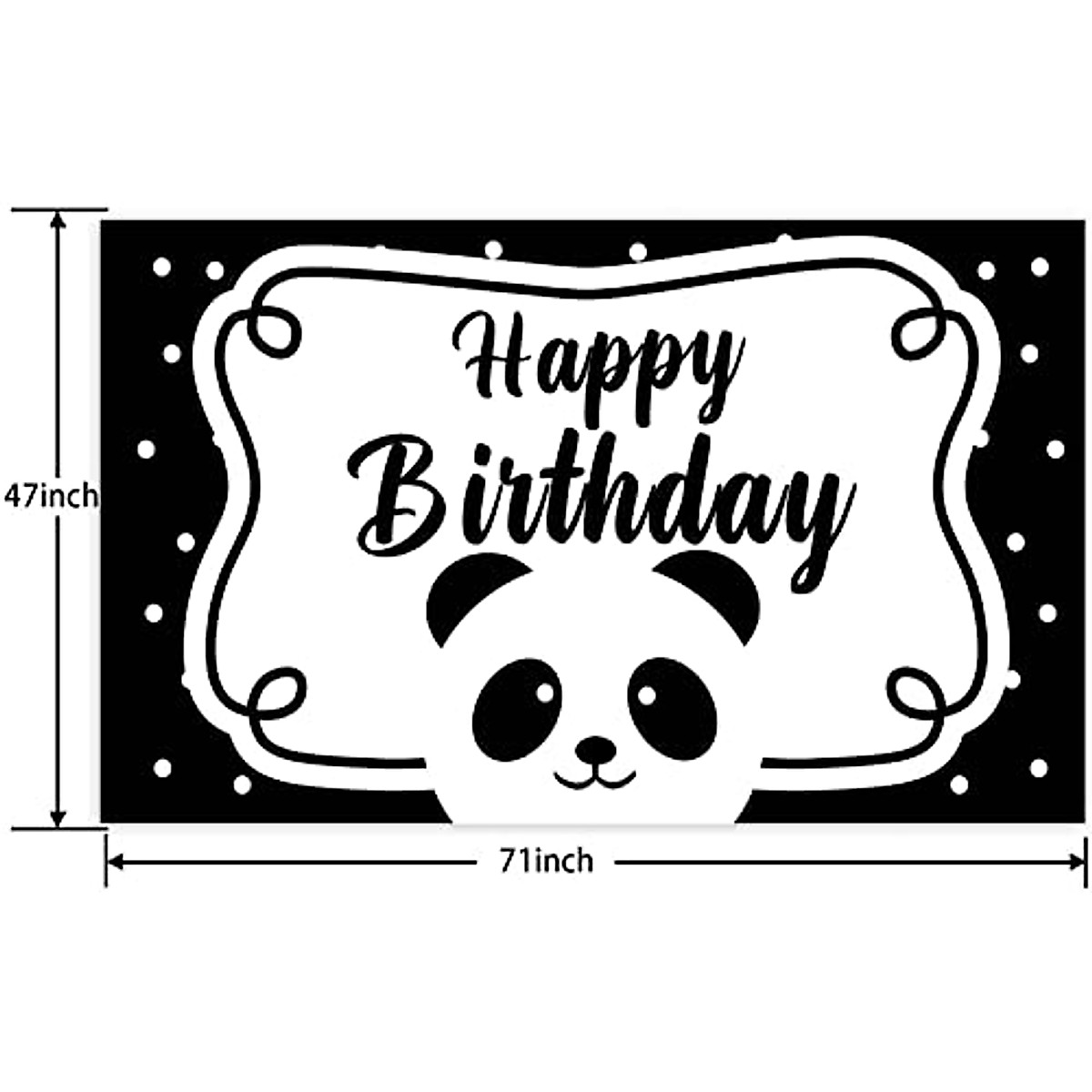 Cute Panda Happy Birthday Banner Backdrop Black and White Bear Animals Zoo Theme Decorations Decor for Wild One Girls Boys Safari 1st Birthday Party Baby Shower Supplies Background