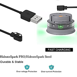 Replacement Charger Compatible with HidrateSpark PRO/HidrateSpark Steel Smart Water Bottle Charger Charging Cable Cord Magnetic USB Cradle Line Accessories (Black)