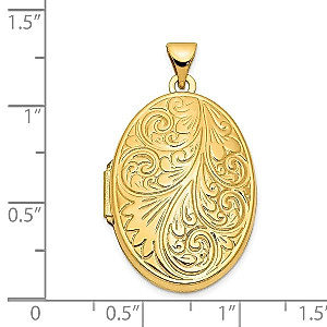 IceCarats 14K Yellow Gold Oval Personalized Photo Locket Necklace Charm Pendant 33.5mm x 19.65mm Only
