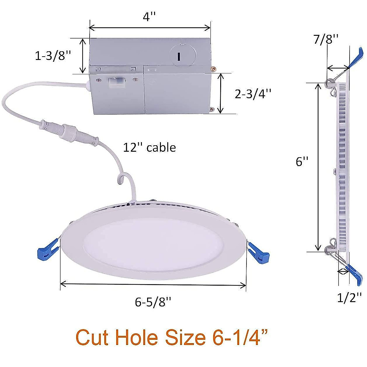 Cloudy Bay 18 Pack Bundle 6 inch LED Recessed Lights,3000K/ 4000K/ 5000K Three Color Temperature Selectable