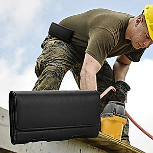 BECPLT for iPhone 13 Mini SE 2022 Holster Case, iPhone 12 Mini Belt Clip Case,Leather Holster Pouch Loops Carrying Case with ID Card Holder for Apple iPhone 8 7 6s 6 Galaxy S10e (Fit w/Thin Case on)