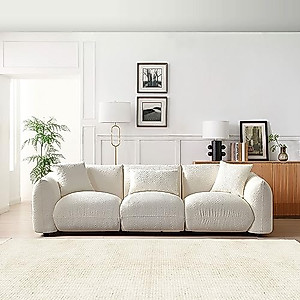 kevinplus 109.8'' Boucle Cloud Sofa Couch Modular Sectional Sofa Couch for Living Room, Modern Contemporary Futon 4-Seat Sofa Couch for Apartment Office Studio, Beige