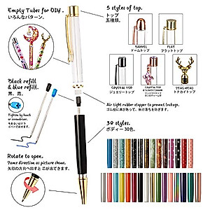 FUNSHOWCASE Floating Liquid Sand Ballpoint Pens Set 40-kit 30 Empty Tube Glitter Pen with 10 Replaced Black and Blue Refills