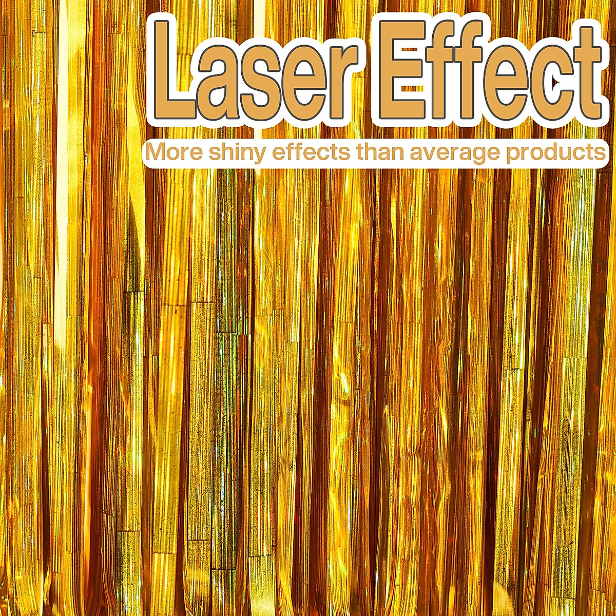 PartyWoo Foil Curtain Gold, 2 pcs 3.3x6.6 ft Gold Streamers, Tinsel Curtains, Fringe Backdrop, Tinsel Backdrop for Birthday Party, Christmas Photo Backdrop