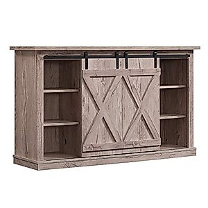 Twin Star Home Sliding Barn Door TV Stand, Ashland Pine