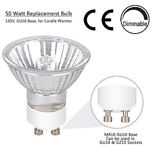 XBOCMY GU10 Halogen Light Bulbs, 6 Pack 120V 50W MR16 GU10 MR16 Track Light Bulbs with Changer, Dimmable, gu10+c 120v 50w for Track&Recessed Lighting, High Brightness with Glass Cover, Long Lifespan