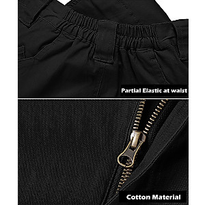 Susclude Men's Tactical Pants Stretch, 9 Pockets Rip Stop Lightweight Cargo Work Military Trousers Outdoor Hiking Plus Size Pants Black 40Wx32L