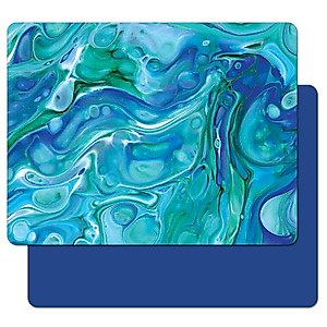 Cut N' Funnel Blue Fluidity/Royal Blue 2 Pack Designer Flexible Plastic Cutting Board Mat With Coordinating Solid Flex Mat 15" x 11.5", Made in the USA, Decorative, Flexible, Easy to Clean